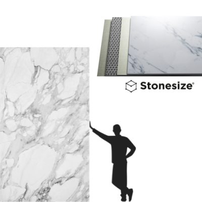 Bathrooms with large format marble walls | Stonesize®